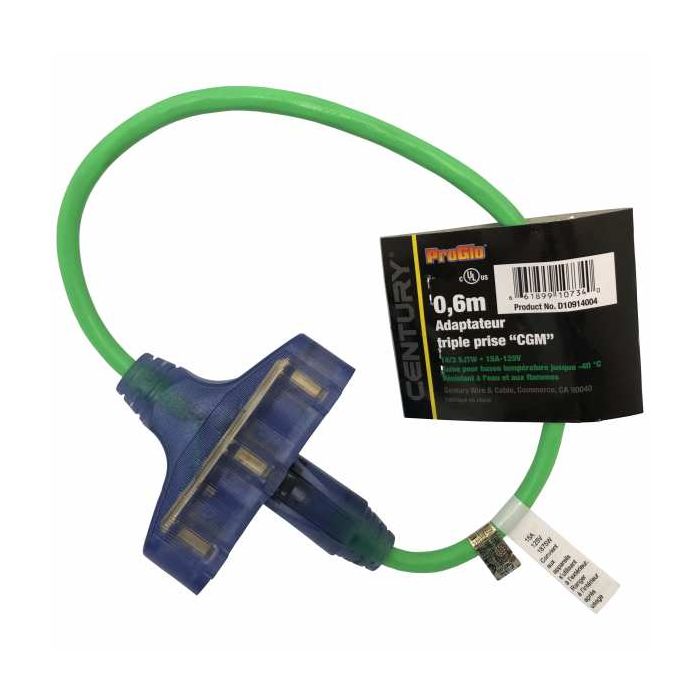 Century Wire and Cable 2' Triple Tap Adapter