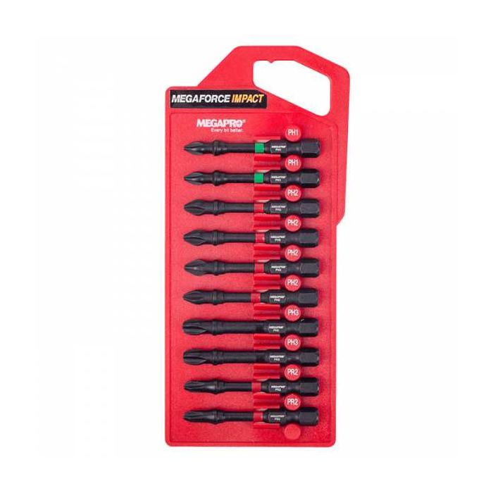 MegaPro 10pc Impact Assorted Phillips Bit Set