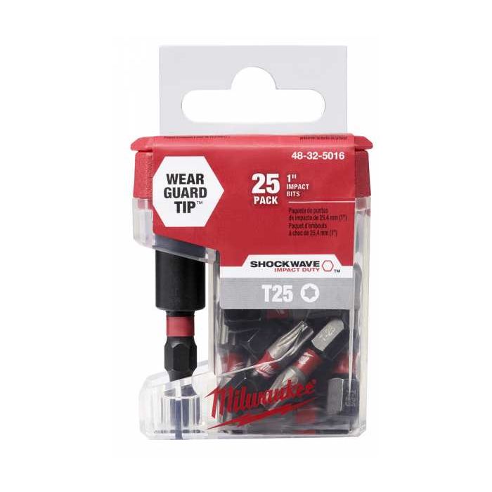 Milwaukee 1 in. SHOCKWAVE Impact T25 Insert Bits with Bit Holder - 25 Pack
