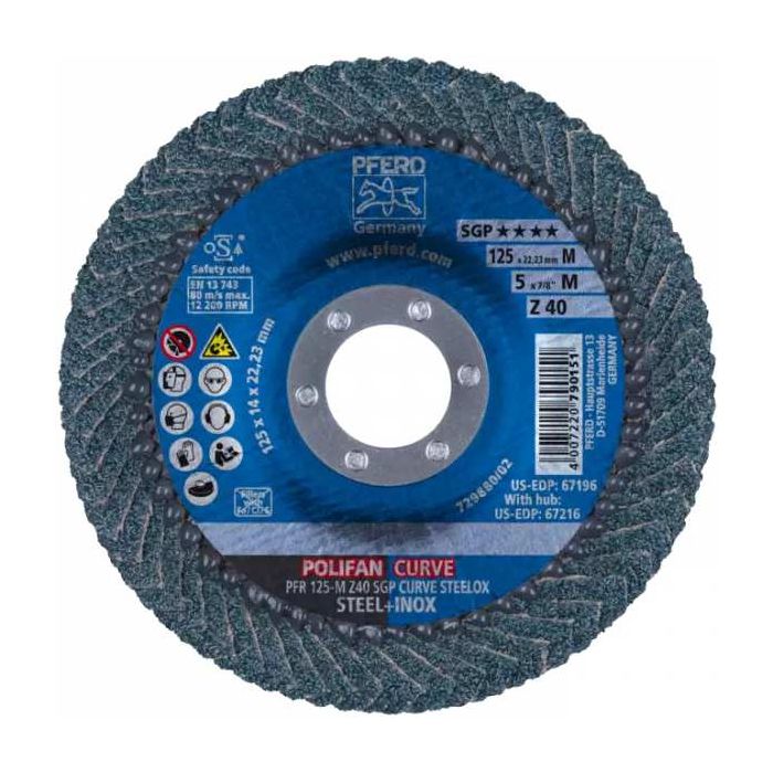 Pferd 5" Polifan Curve Zirconium Flap Disc- 40 Grit