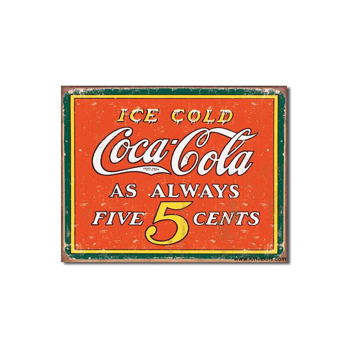 Coke Always Five Cents Tin Sign