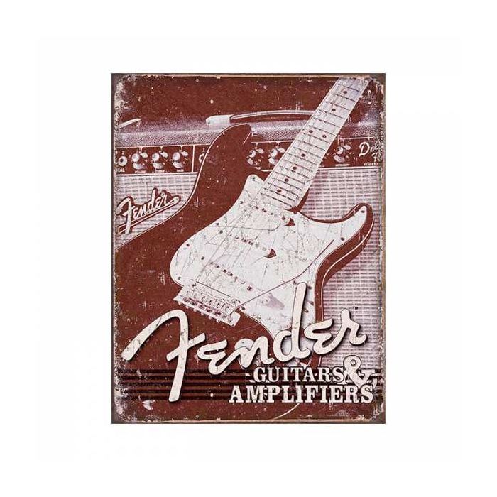 Weathered Fender Guitars Tin Sign