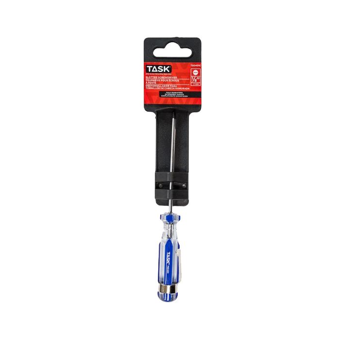 Task 1/8" Slotted Hard Grip Screwdriver with Pocket Clip