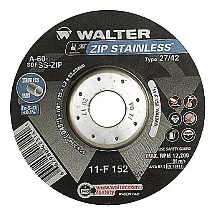 Walter ZIP Stainless 5" Cut-Off Wheel - Depressed Centre