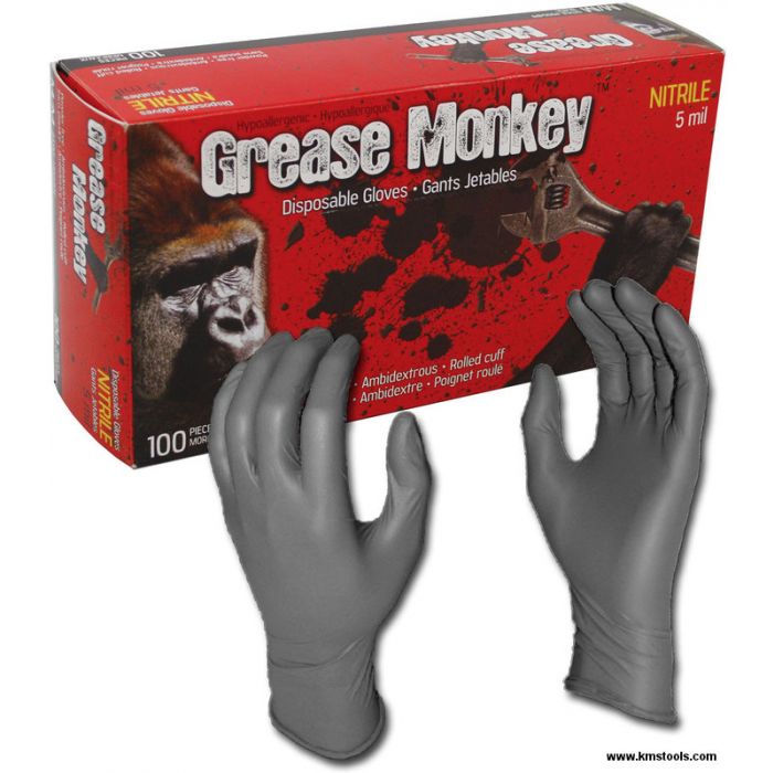 Watson Grease Monkey Powder-Free 5 mil Black Nitrile Gloves (100pk) (L)