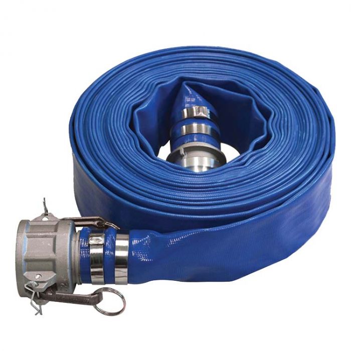 New Line 2" x 100' Blue Lay-Flat Discharge Hose Assembly