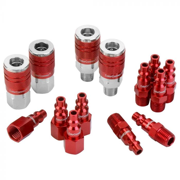 ColorConnex 14pc Red Type D 1/4" NPT Coupler and Plug Kit