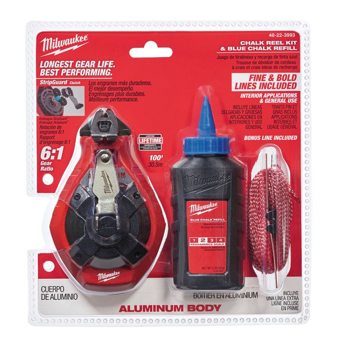 Milwaukee 100 Ft. Precision Line Chalk Reel Kit with Bonus Bold Line ...