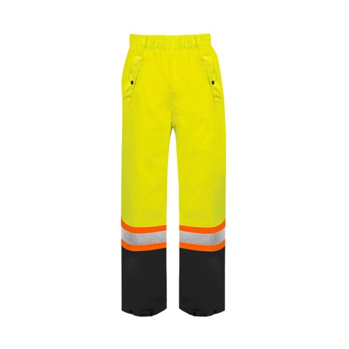 Ground Force Hi-Vis Rain Pants Black + Yellow - M