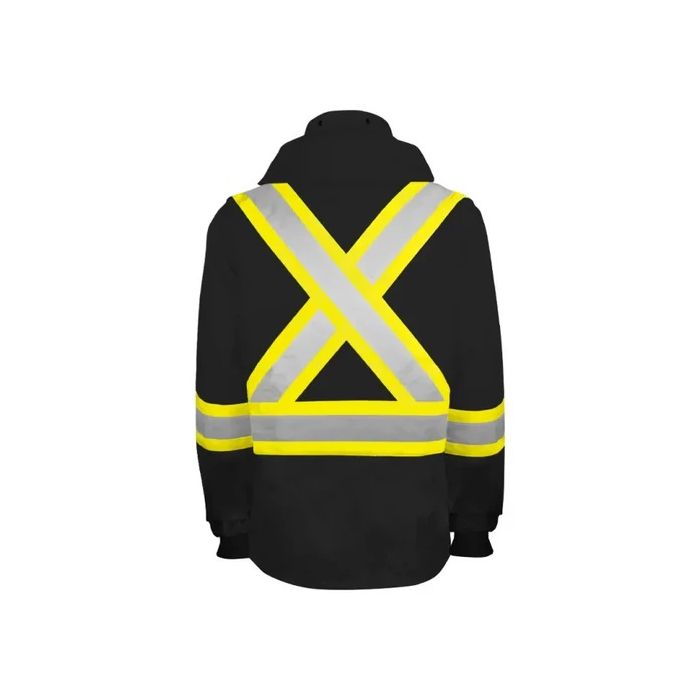 Ground Force Hi-Vis Rain Jacket Black - 2XL
