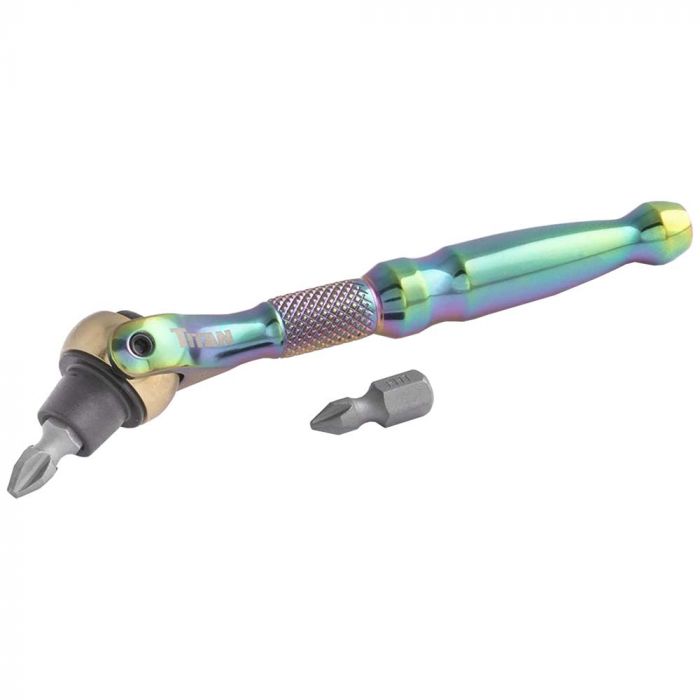 Titan 1/4" Drive 90-Tooth Titanium Swivel Head Micro Ratcheting Bit Driver