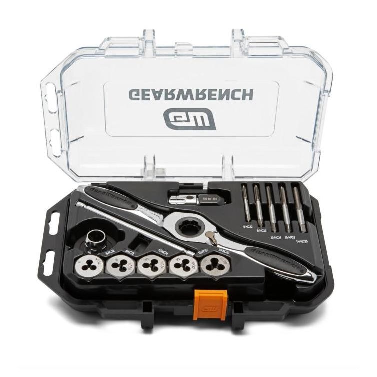Gearwrench 82816 SAE Ratcheting Tap & Die Set - SAE - 15 Pieces