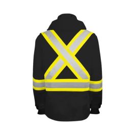 Ground Force Hi-Vis Rain Jacket Black - M